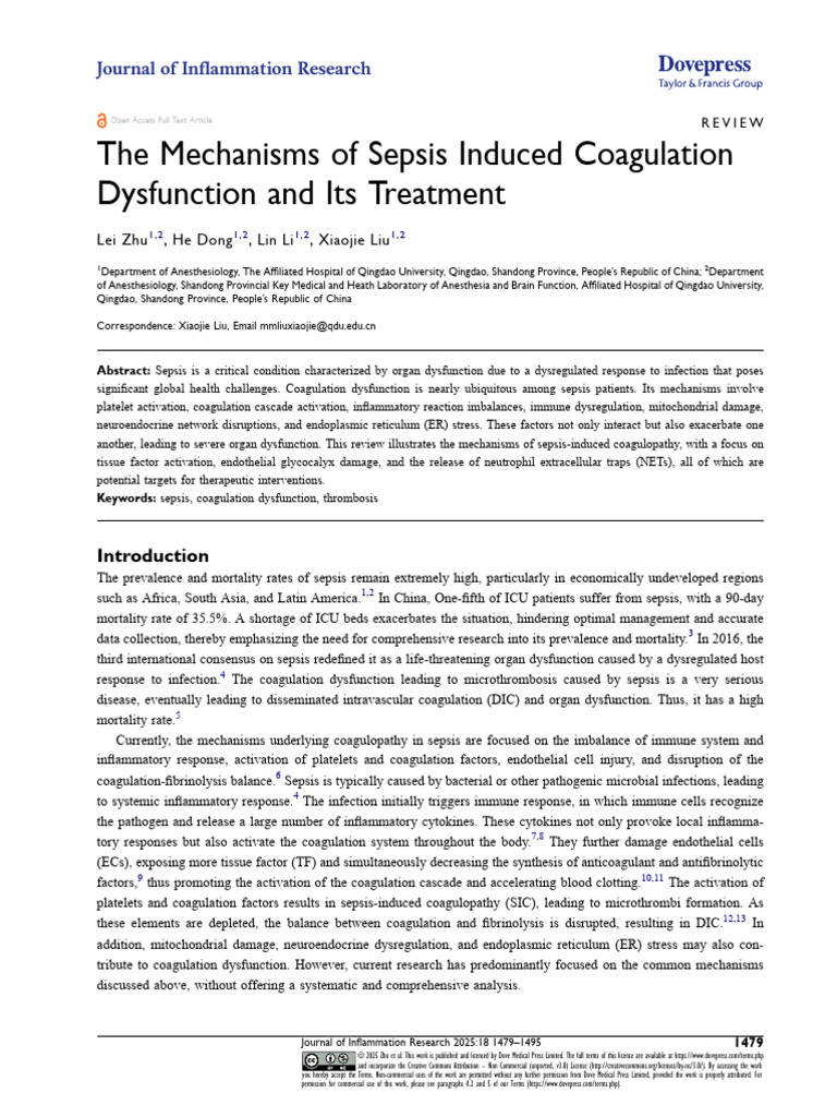 JIR 504184 The Mechanisms of Sepsis Induced Coagulation Dysfunction and ...