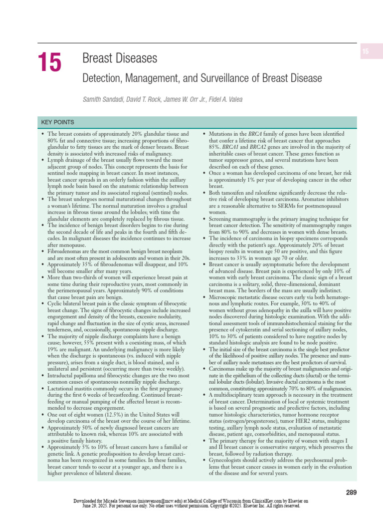 Comprehensive Gynecology - Ch15 | PDF | Breast | Breast Cancer