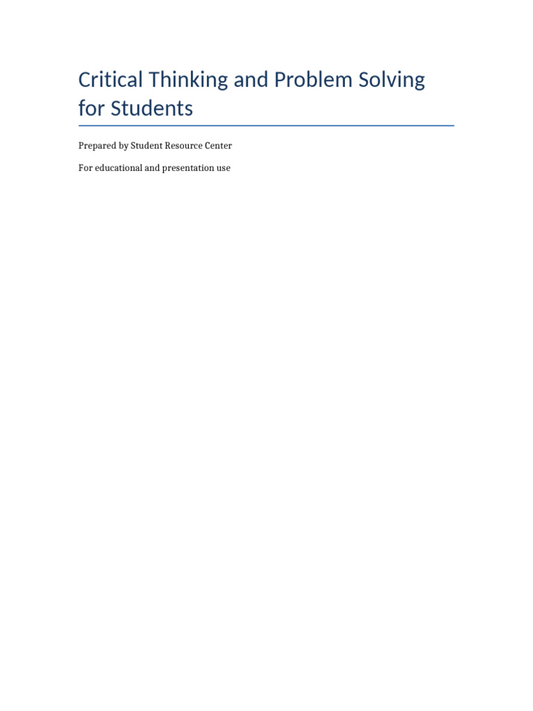 Critical_Thinking_and_Problem_Solving_for_Students_Scribd_Format (1) | PDF