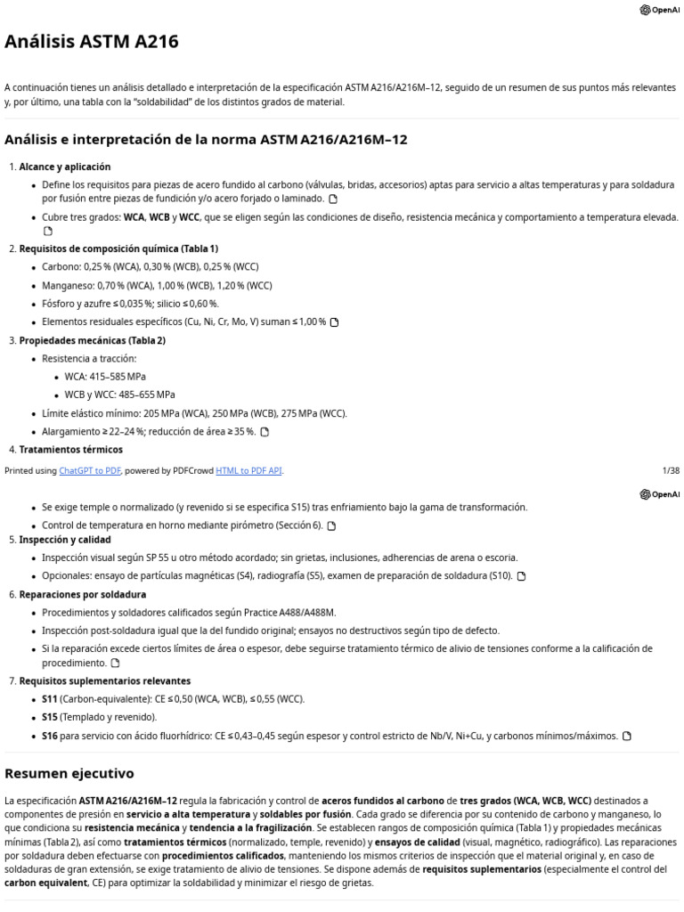 Análisis de la norma ASTM A216 | PDF | Tornillo | Hidrógeno