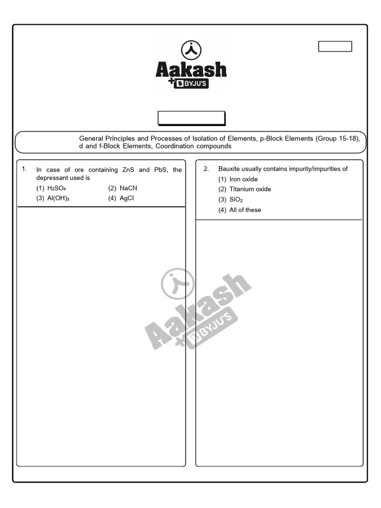 FTS - Revision Test Paper-06 | PDF | Hydroxide | Lanthanide