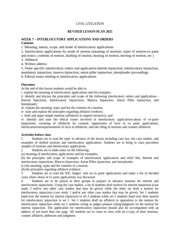 Interlocutory Applications in Civil Litigation | PDF | Judgment (Law ...