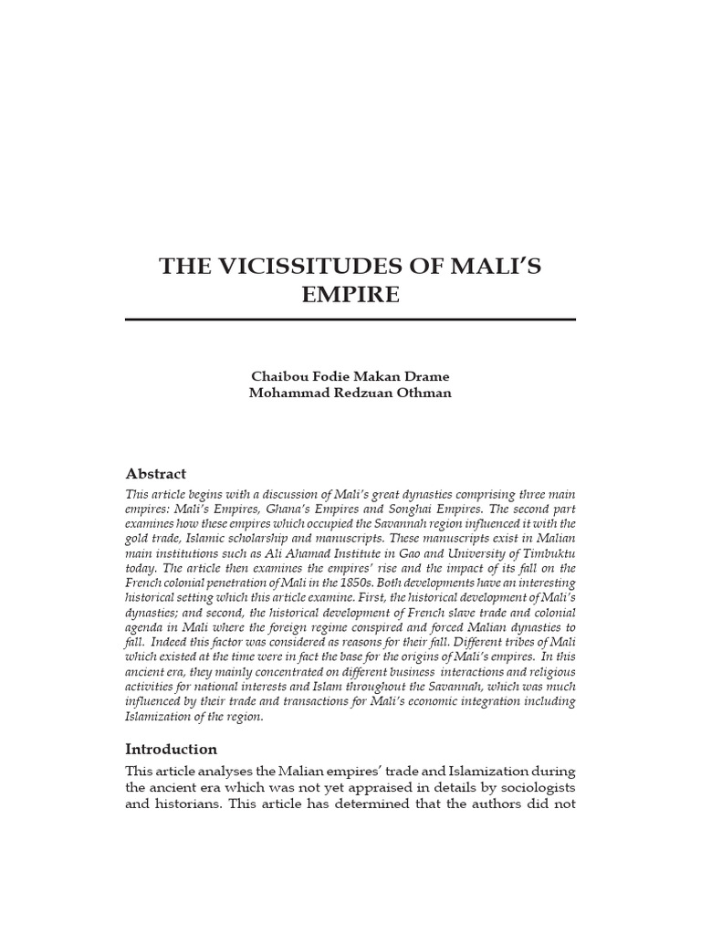 Mali's Empires: Trade and Islamization | PDF | Mali | West Africa