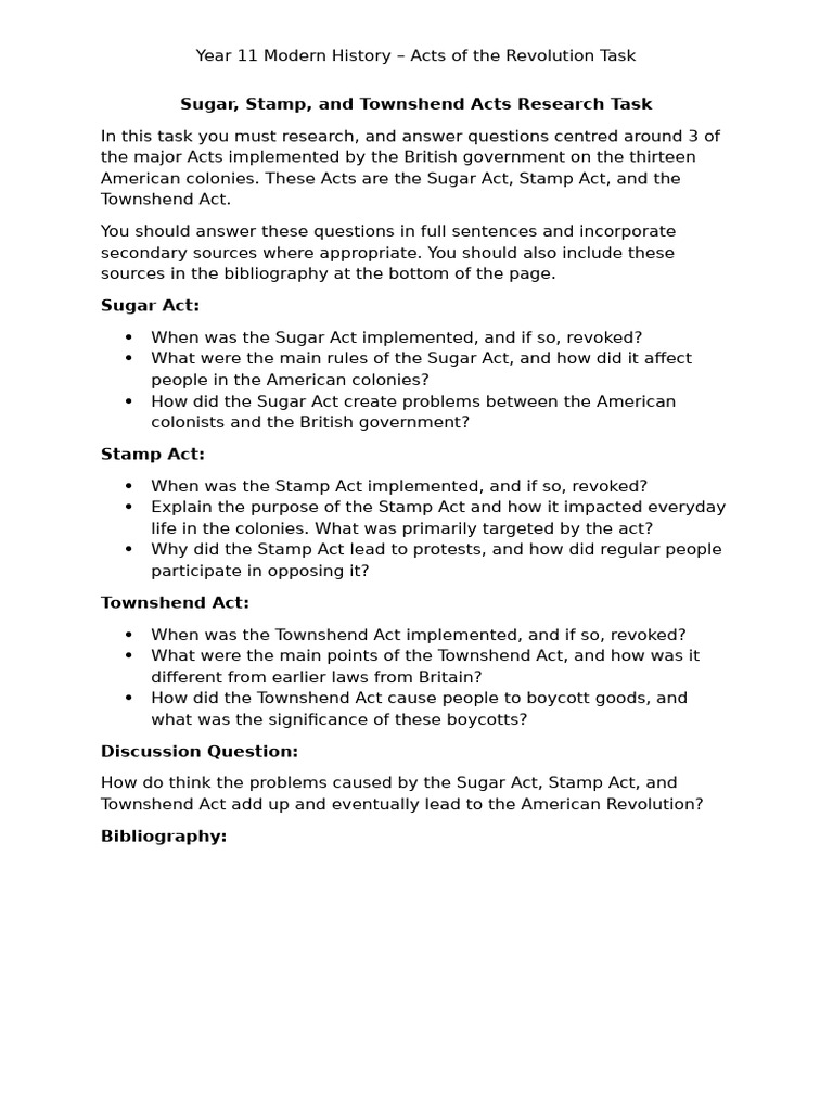 Acts of The Revolution Task | PDF