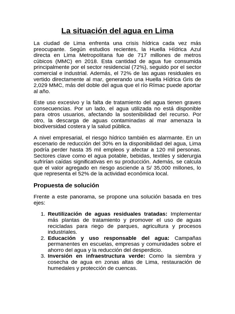 Crisis del Agua en Lima: Retos y Soluciones | PDF