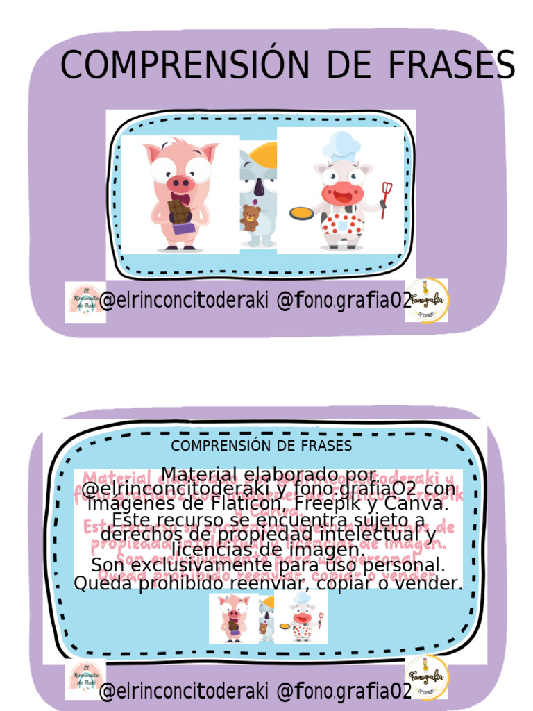 Tarjetas de Comprensión de Frases | PDF