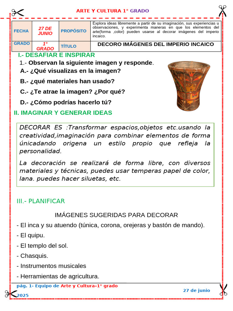 III-1g-Arte - Motivos Incaicos - Ficha | PDF | Imperio Inca