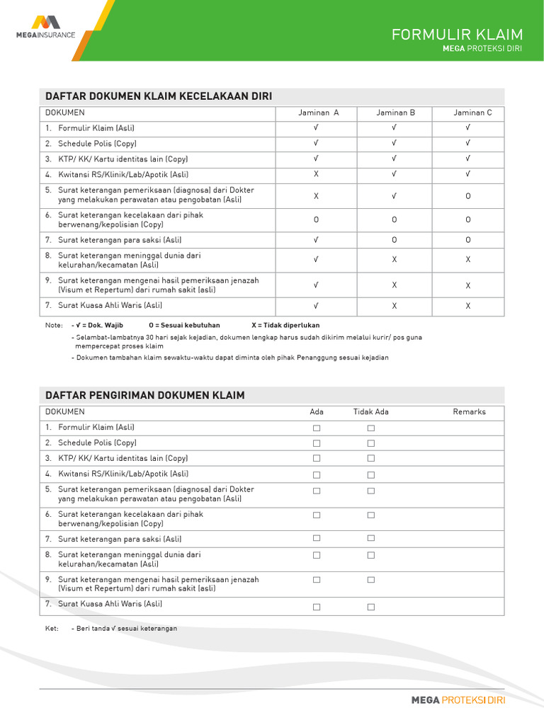 Panduan Klaim Asuransi Mega Insurance | PDF