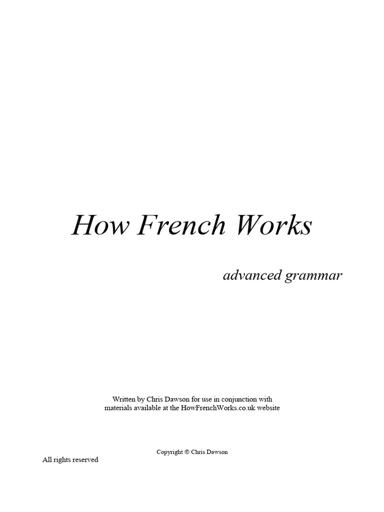Advanced French Grammar Guide | PDF | Verb | Adverb