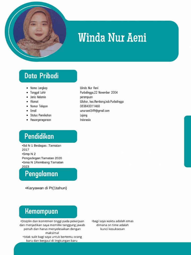 CV Winda Nur Aeni | PDF
