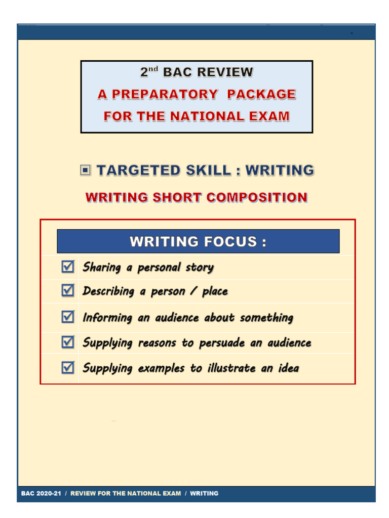 2 BAC. Writing Short Composition. A Preparatory Pack | PDF | Verb ...