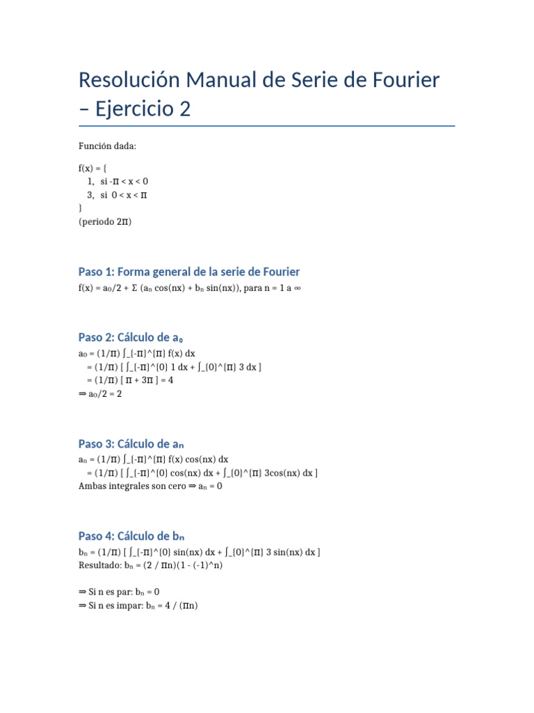 Serie Fourier Ejercicio2 | PDF