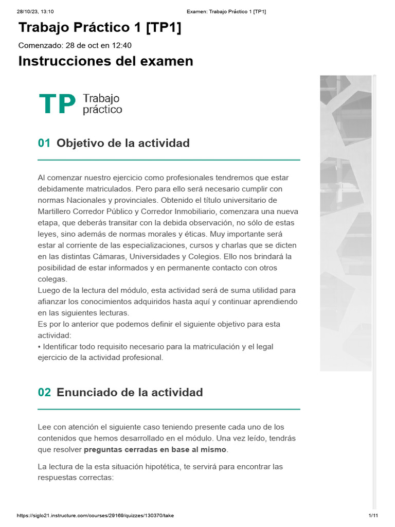Examen_ Trabajo Práctico 1 [TP1]PP3-CORRETAJE-95 | PDF