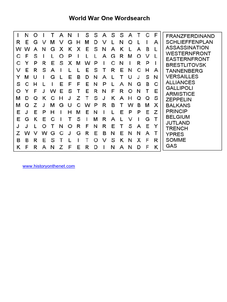 WW1 Wordsearch | PDF