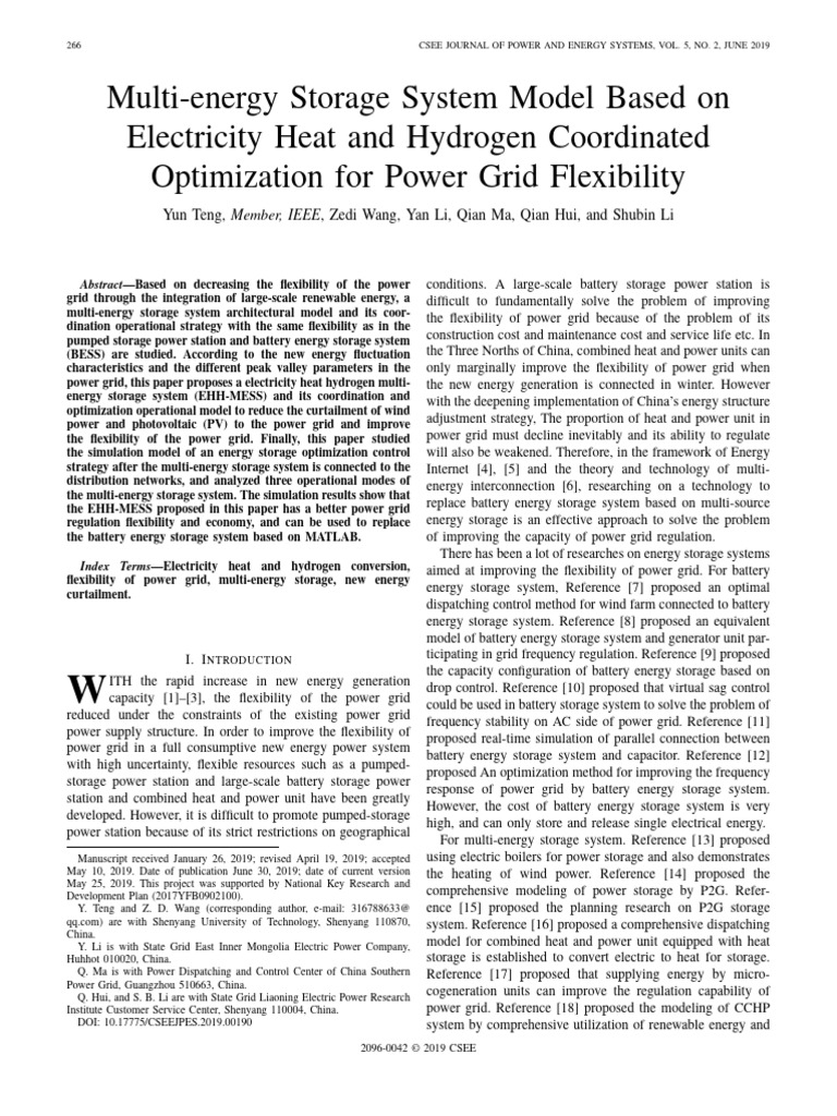 Multi-Energy Storage System Model Based On Electricity Heat and Hydrogen Coordinated ...