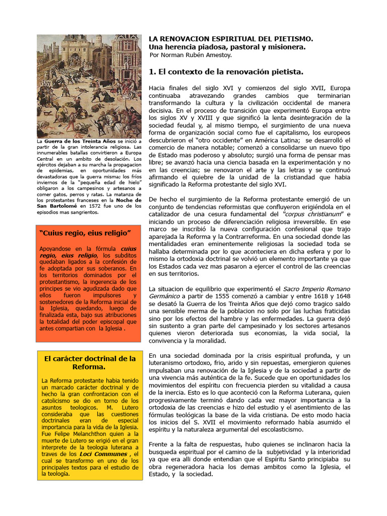 Renovación Pietista y su Contexto Histórico | PDF | protestantismo ...