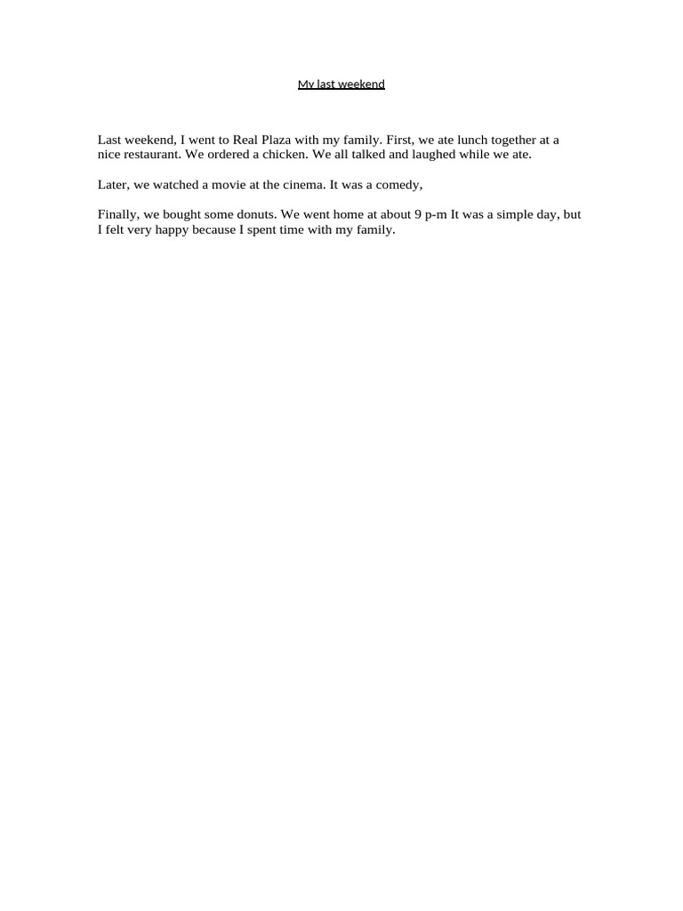 My Last Weekend | PDF