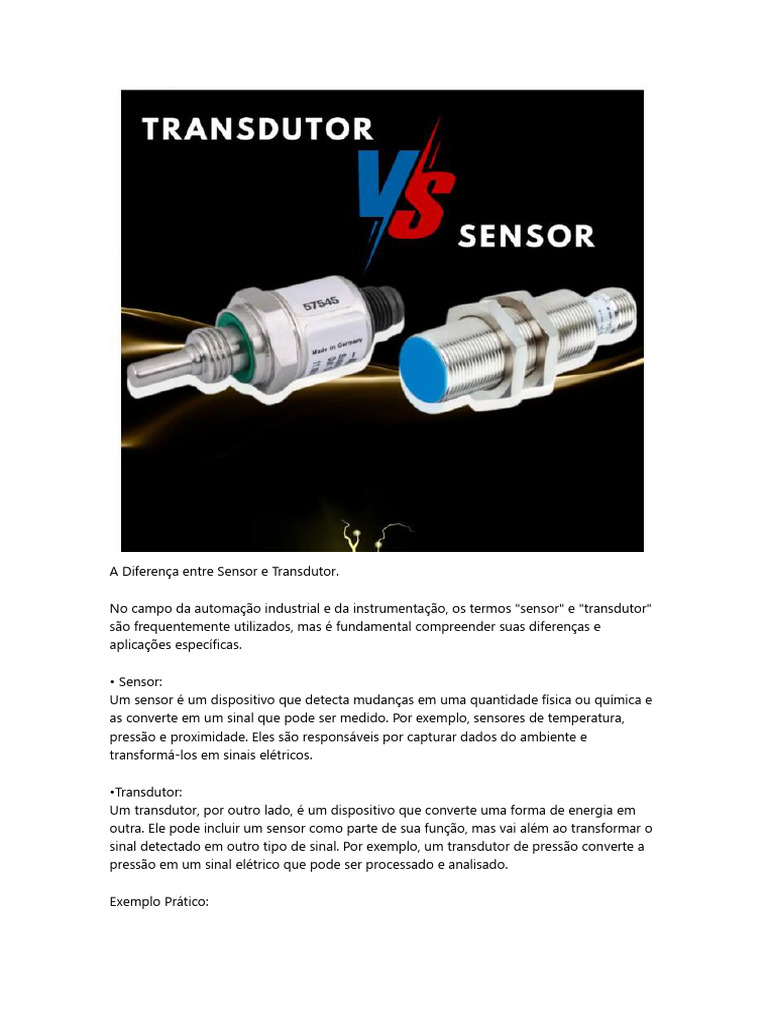 A Diferença Entre Sensor e Transdutor | PDF