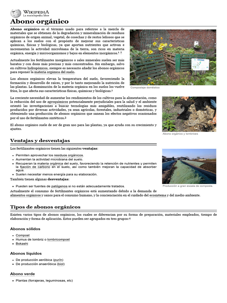 Beneficios y Tipos de Abono Orgánico | PDF | Agricultura | Ciencia del ...