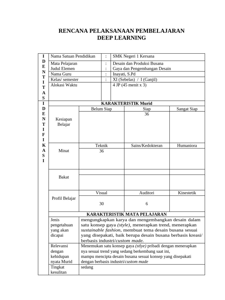 RPP - MODUL AJAR Gaya Dan Pengembangan Desain | PDF