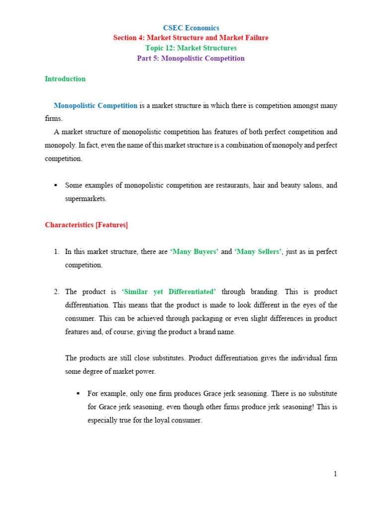12 - MS - Part 5 - Monopolistic Competition | PDF | Profit (Economics ...