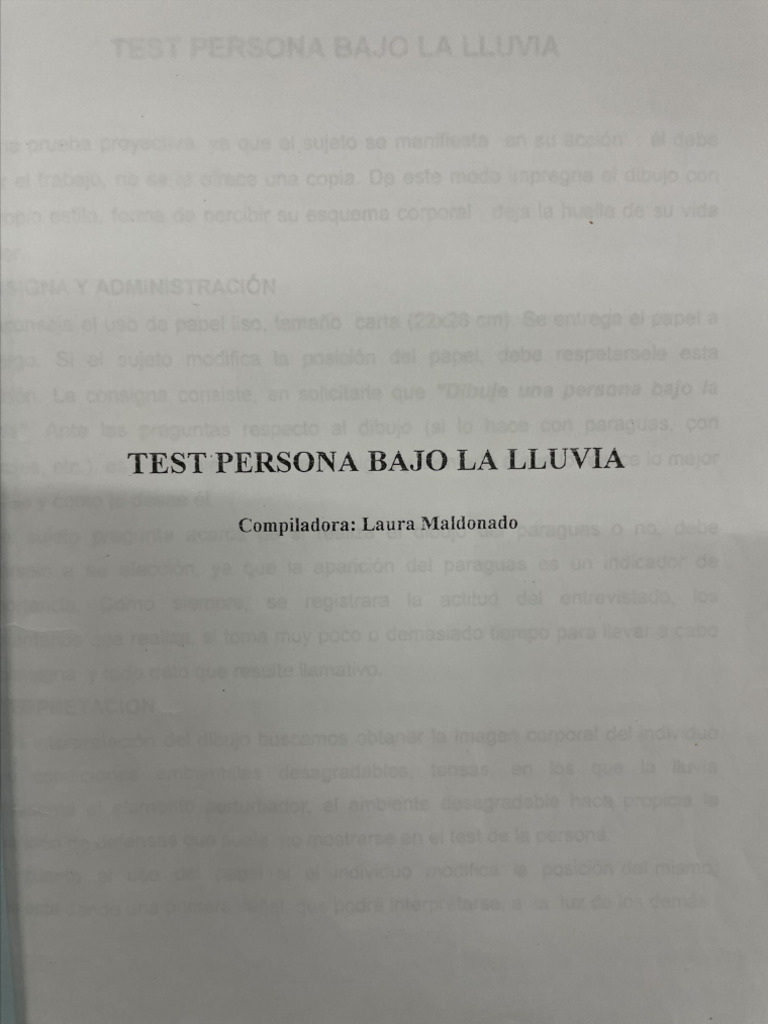 TEST PERSONA BAJO LA LLUVIA Laura Maldonado | PDF