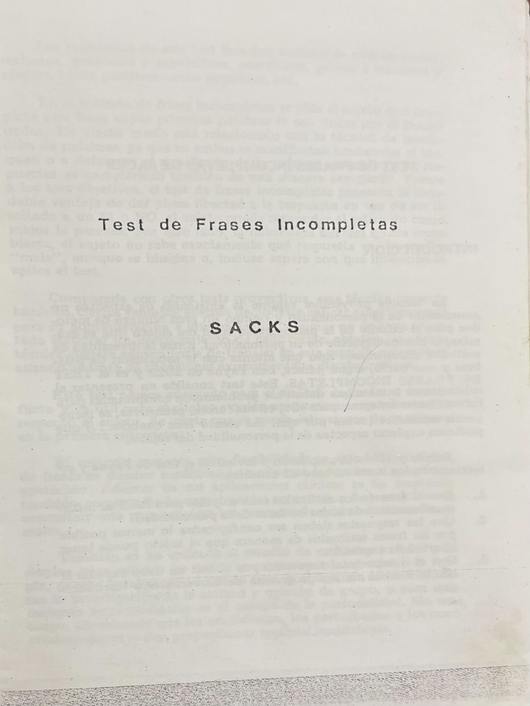 Test SACKS | PDF