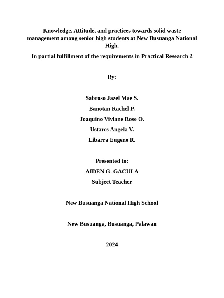 Practical Research 2 Quantitative | PDF | Waste Management | Waste