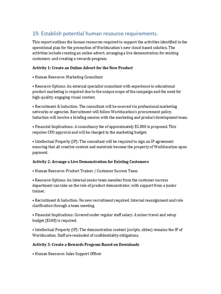 Establish Potential Human Resource Requirements | PDF | Recruitment | Human Resources