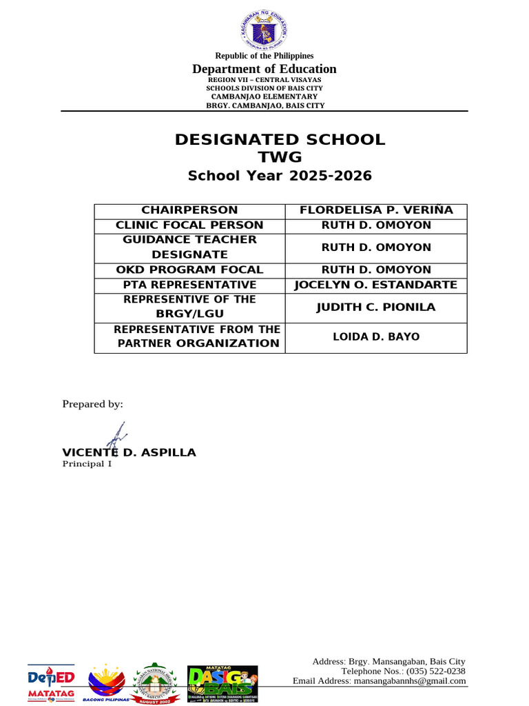 Cambanjao Es Designated TWG 1 1 | PDF