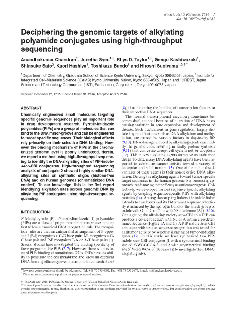 Deciphering The Genomic Targets of Alkylating Poly | PDF | Dna ...