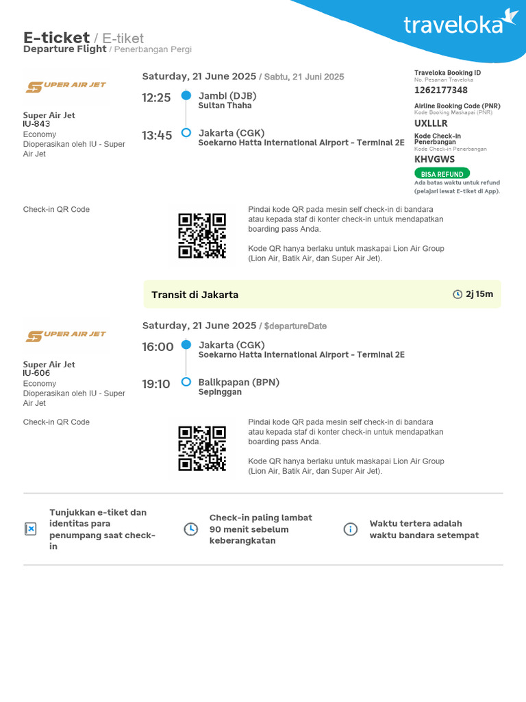 Flight#1 MZ Fakhrurazi DJB Khvgws BPN Flight Originating | PDF