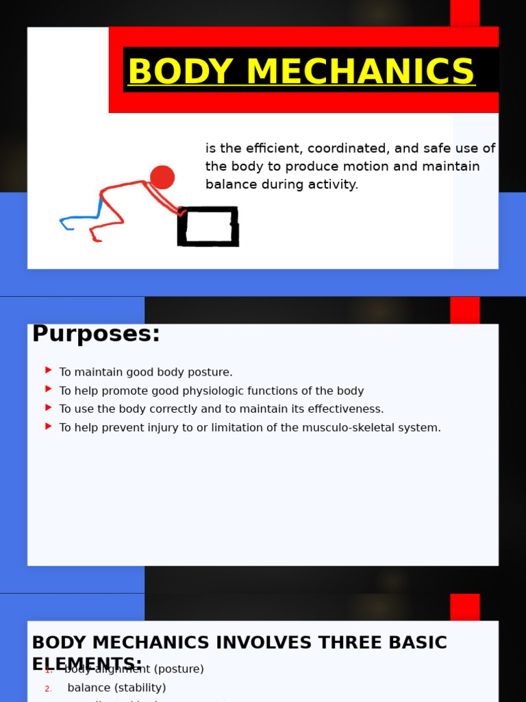 Body Mechanics Powerpoint | PDF | Anatomical Terms Of Motion | Center Of Mass