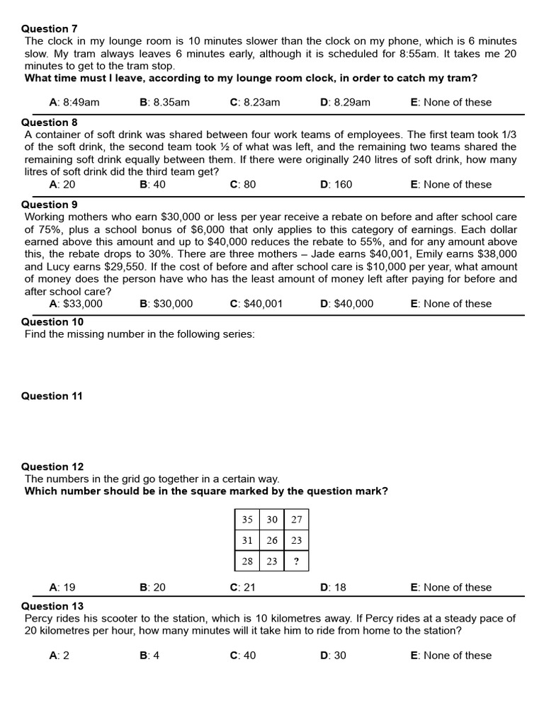 Numerical Reasoning Pages 3 | PDF