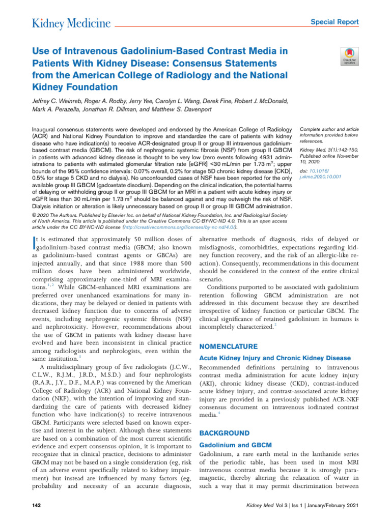 Gadolinio ACR NKF | PDF | Medicine | Diseases And Disorders