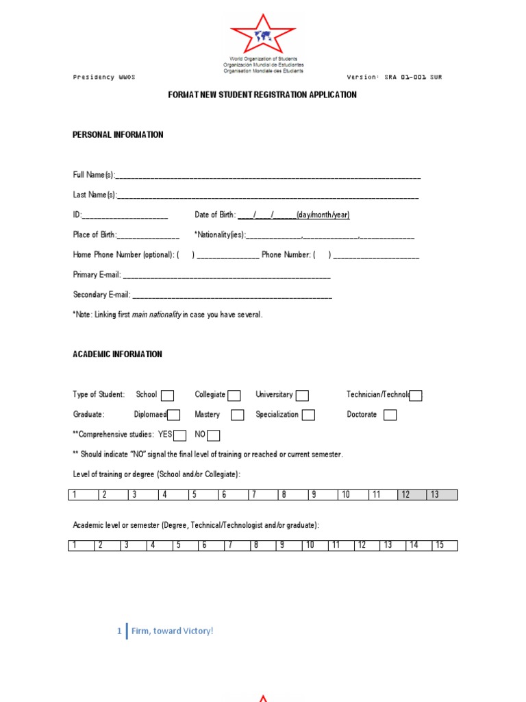 New Student Registration Form | PDF