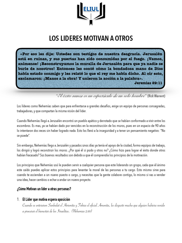 Los Lideres Motivan A Otros #3 | PDF | Dios | Liderazgo