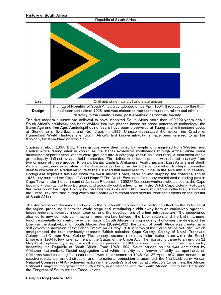 History of South Africa DONE | PDF | Zulu Kingdom | Orange Free State