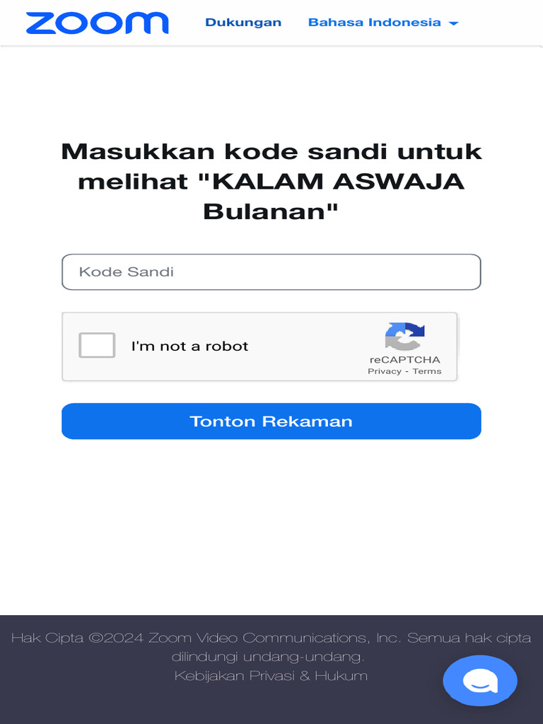 Kode Sandi Wajib Diisi - Zoom | PDF