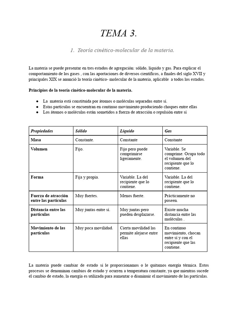 Teoria Cinetico-Molecular de La Materia. | PDF | Gases | Importar