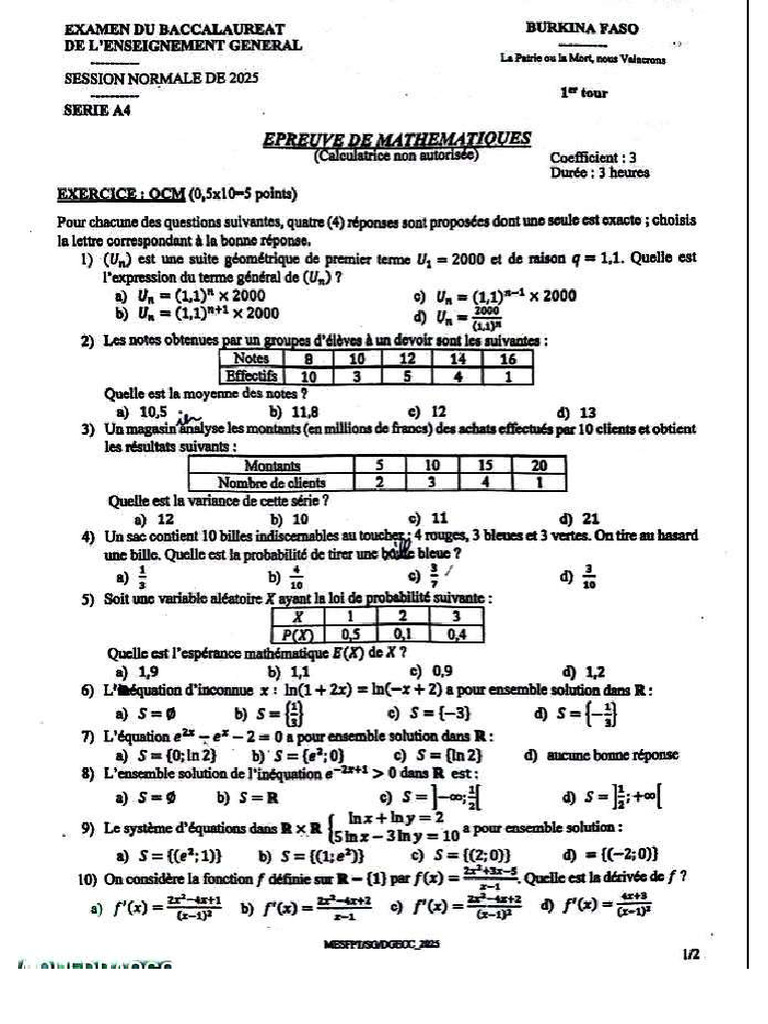 Bac A4 2025 Pdf