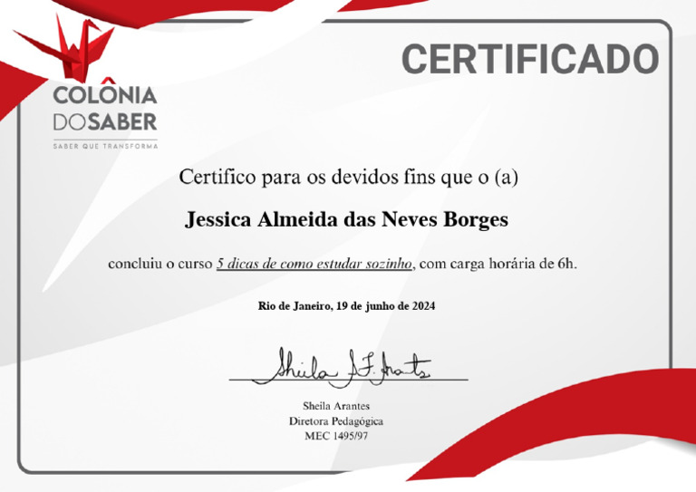 Certificado Colonia 5 Dicas | PDF