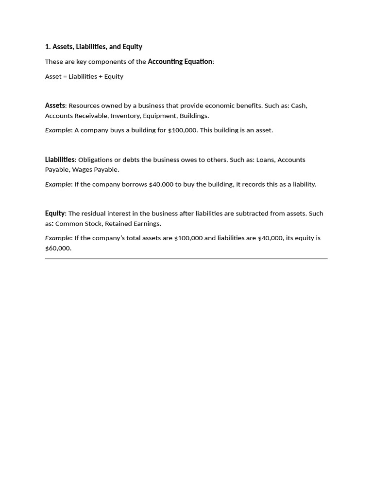 Accounting Basics: Assets, Liabilities, Equity | PDF | Deferral ...