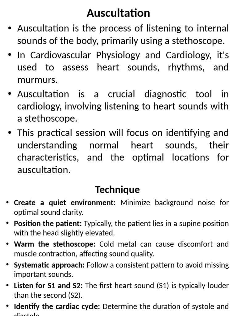 Mastering Heart Auscultation Techniques | PDF | Heart | Diastole