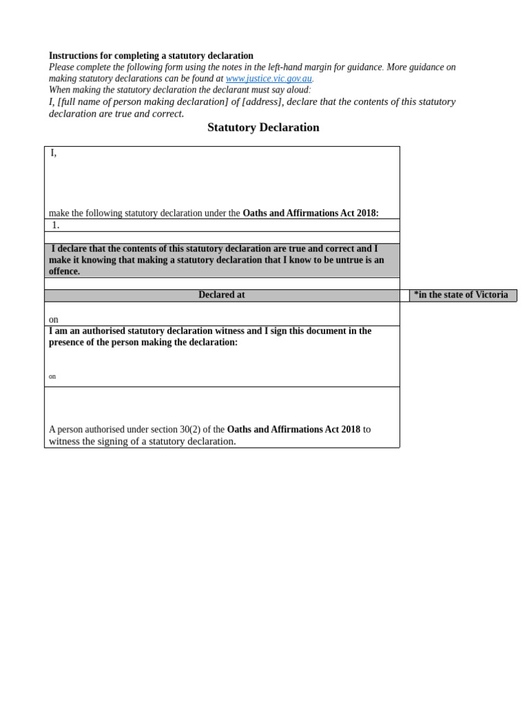 Vic Statutory Declaration Form 5 | PDF