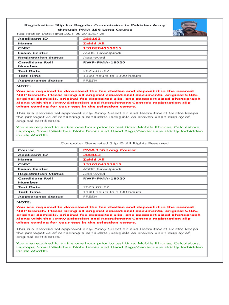 Registration Slip | PDF