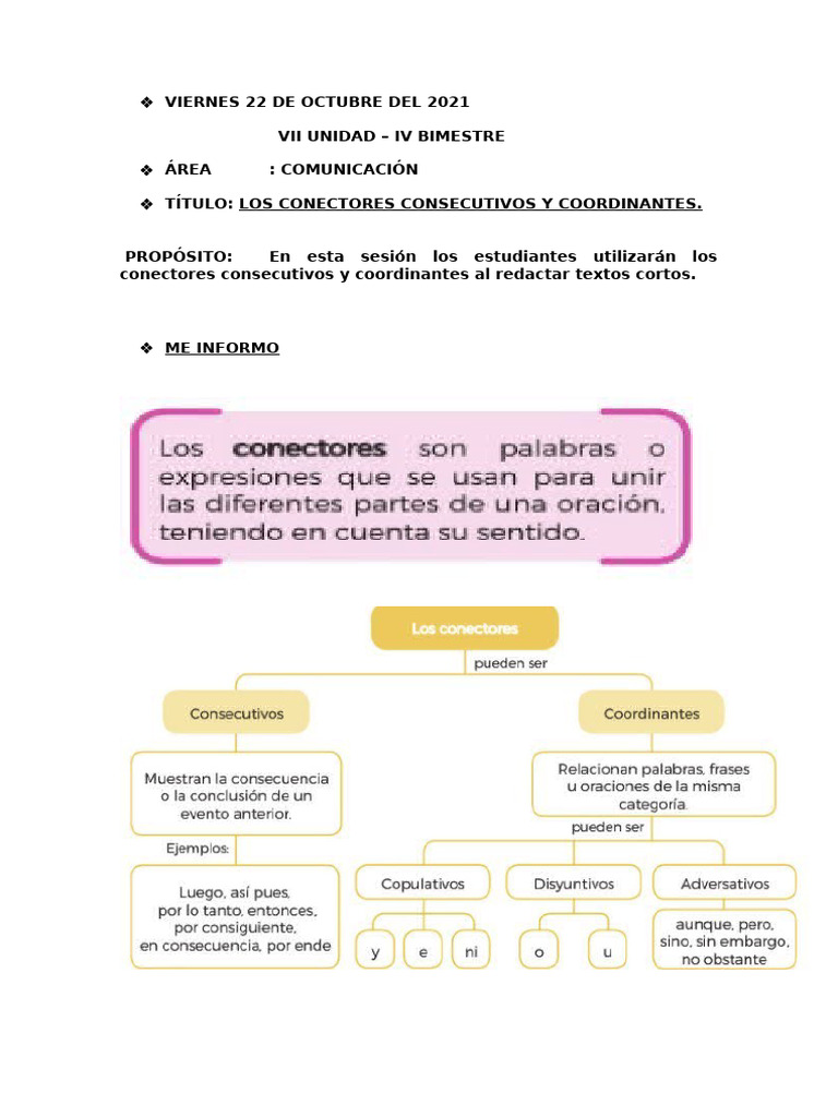 Conectores Consecutivos y Coordinantes | PDF