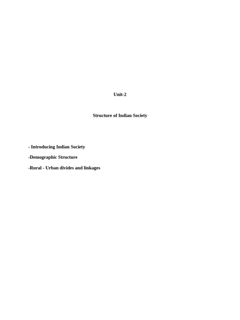 Unit 2 - Structure of Indian Society | PDF