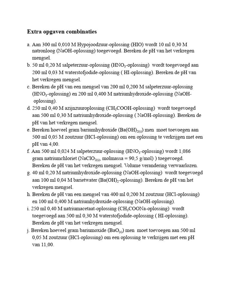 Extra Opgaven Combinaties | PDF