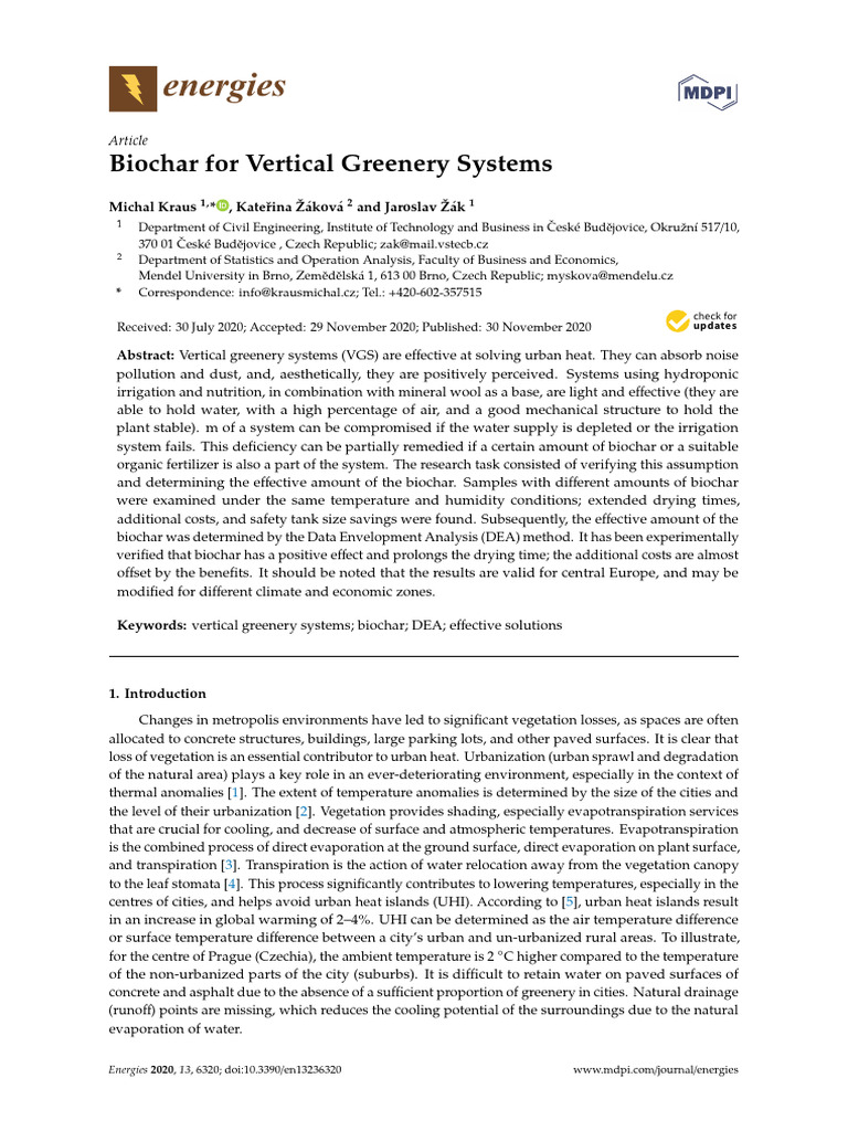 Biochar For Vertical Greenery Systems | PDF | Air Pollution | Pyrolysis